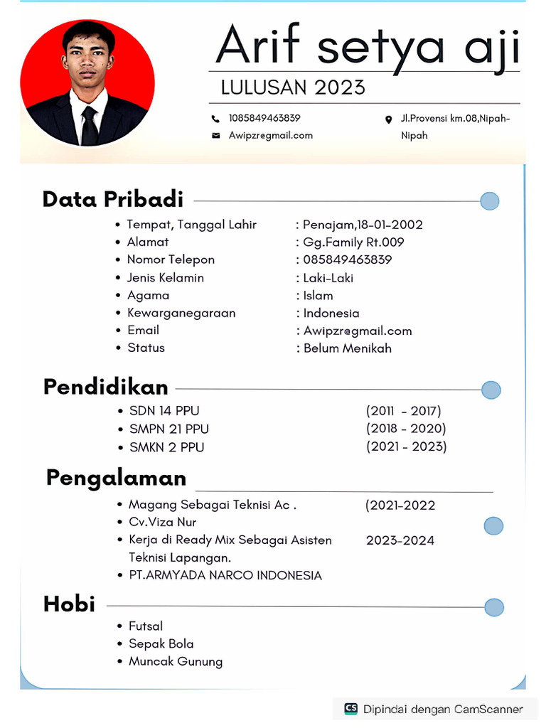 CV - Arif Setya Aji (Lamaran) | PDF