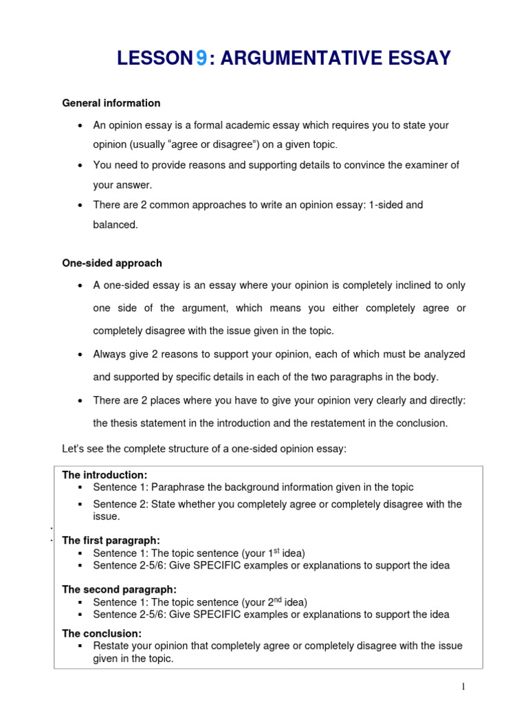 Lesson 9 - Argumentative Essay | PDF | Essays | Internet