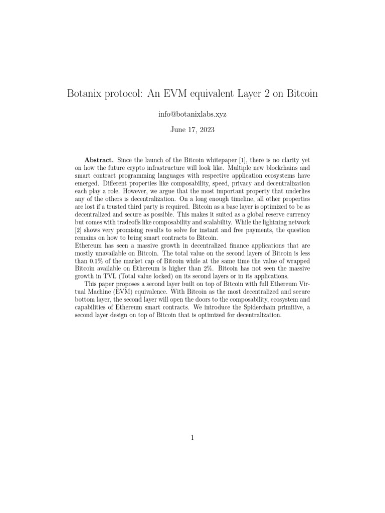 Botanix Protocol Whitepaper | PDF | Bitcoin | Cryptocurrency
