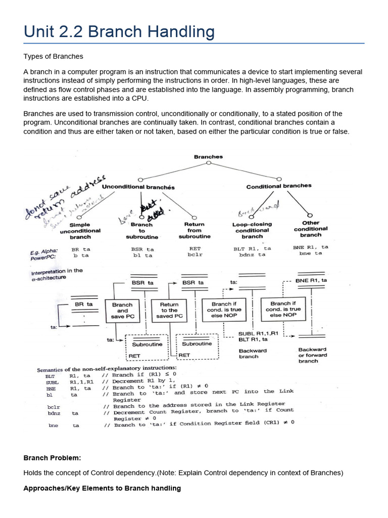 Branch Handling Techniques in Assembly | PDF | Central Processing Unit ...