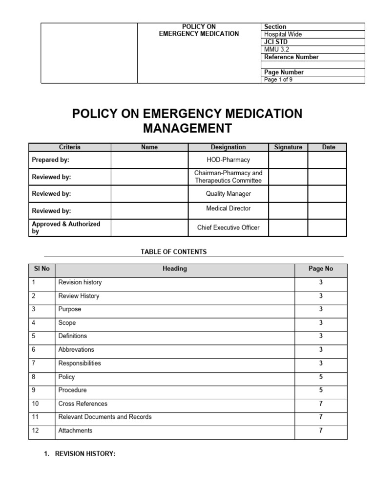 MMU-Emergency Medication-Crash Cart | PDF | Pharmacy | Joint Commission
