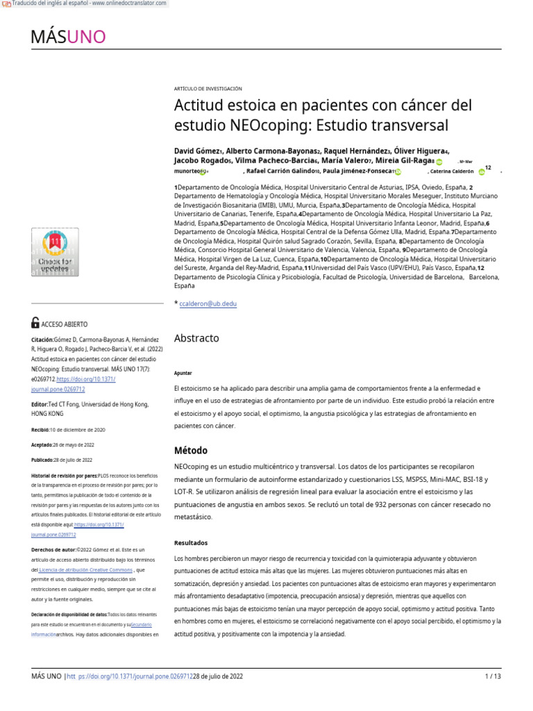 Stoic Attitude in Patients With Cancer From The - En.español | PDF ...