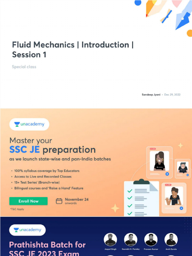 Fluid Mechanics Introduction Session 1 No Anno | PDF