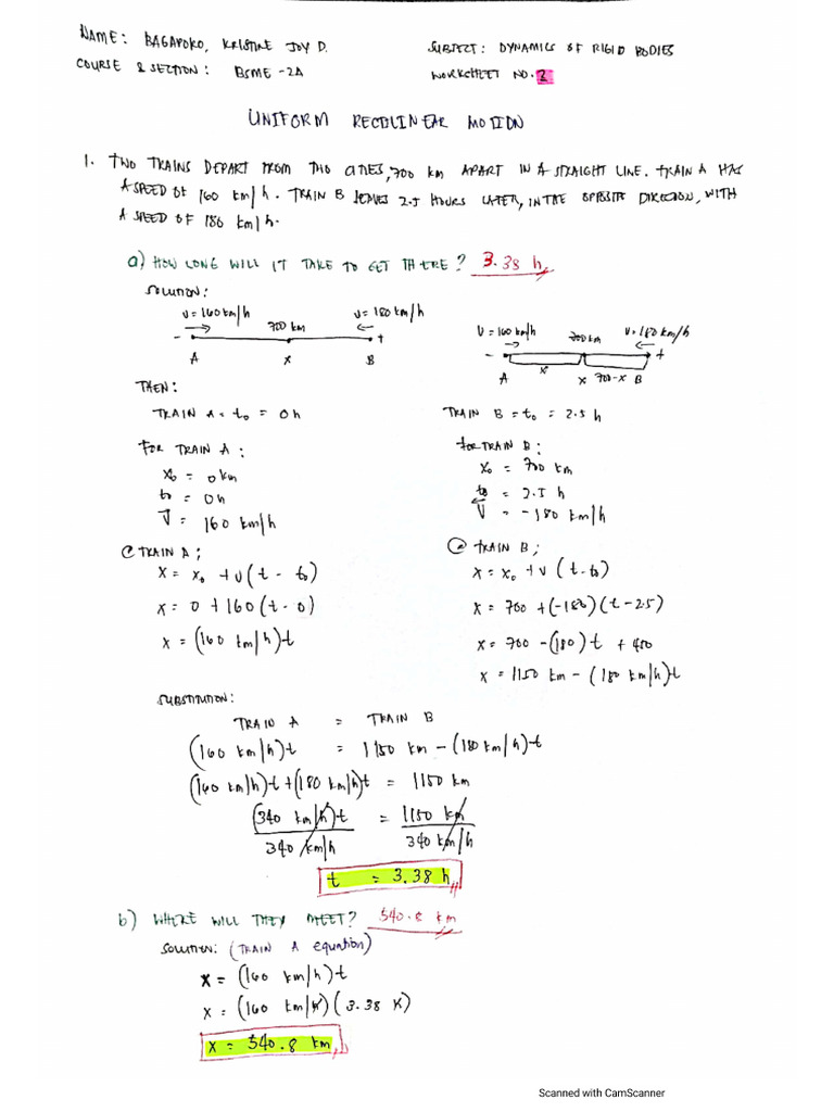Dynamics of Rigid Bodies (WORKSHEET NO. 02 | PDF