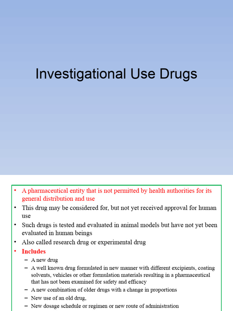 Investigational Drug Use | PDF | Phases Of Clinical Research | Clinical ...