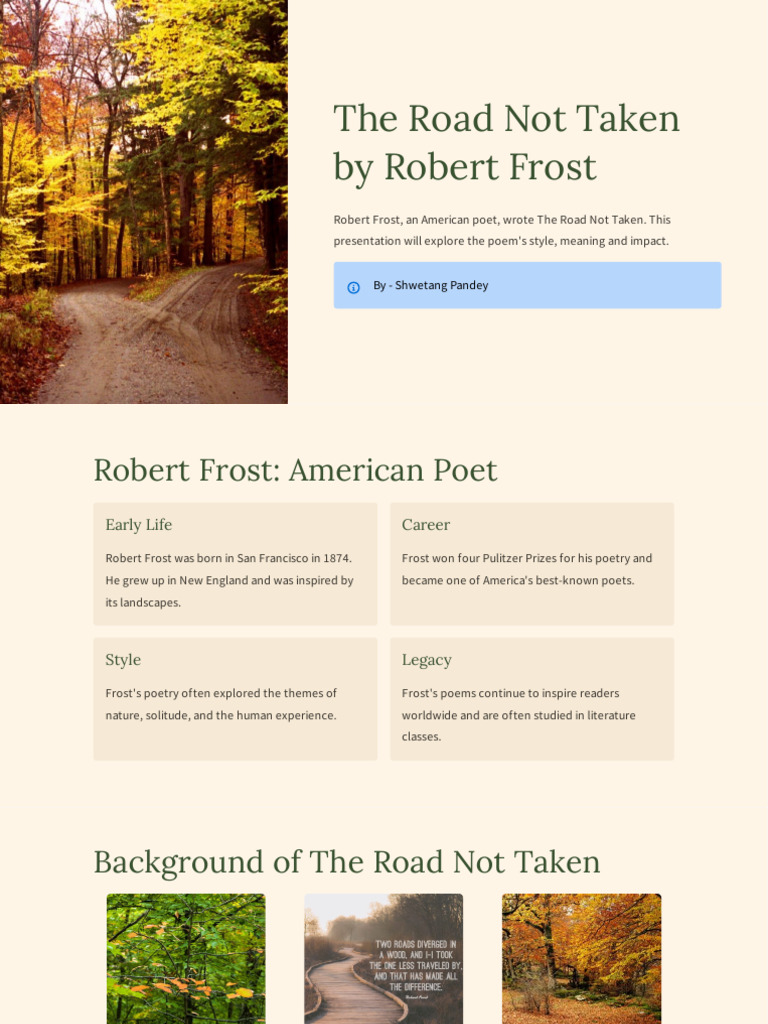 The Road Not Taken by Robert Frost | PDF | Poetry