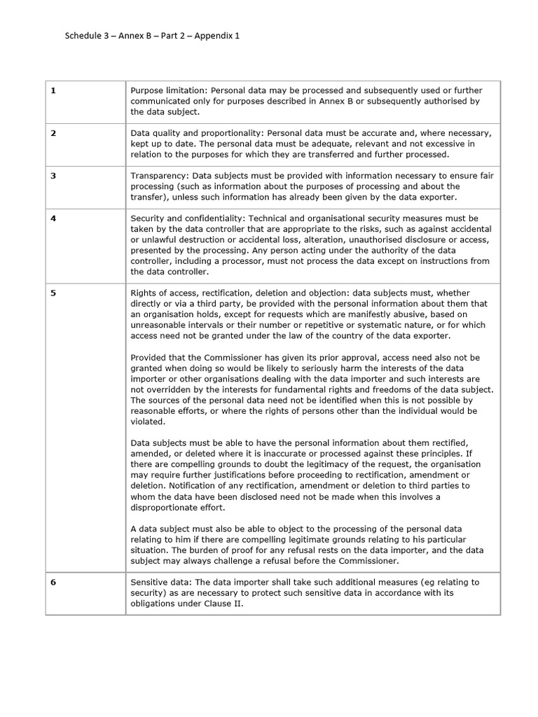 Schedule 3 - Annex B - Part 2 - Appendix 1 | PDF | Information | Governance