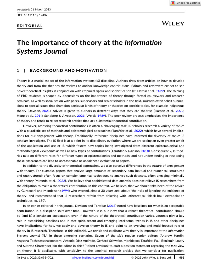 Information Systems Journal - 2023 - D Az Andrade - The Importance of ...