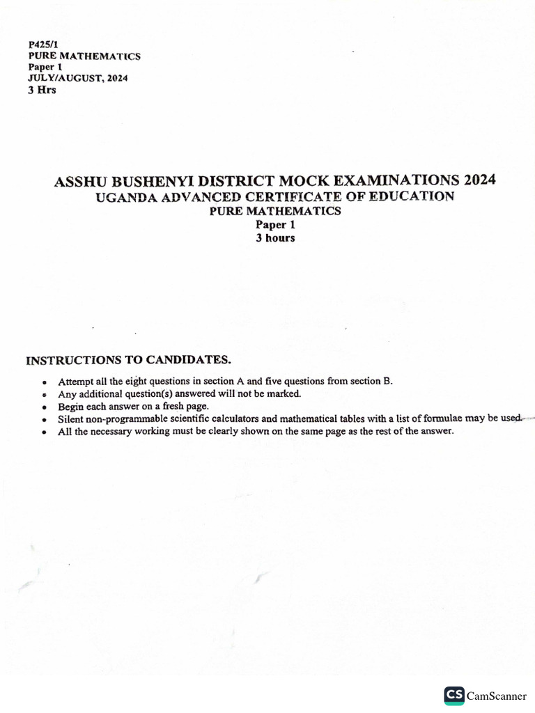 Bushenyi Mock, UACE MTC 1 2024 | PDF