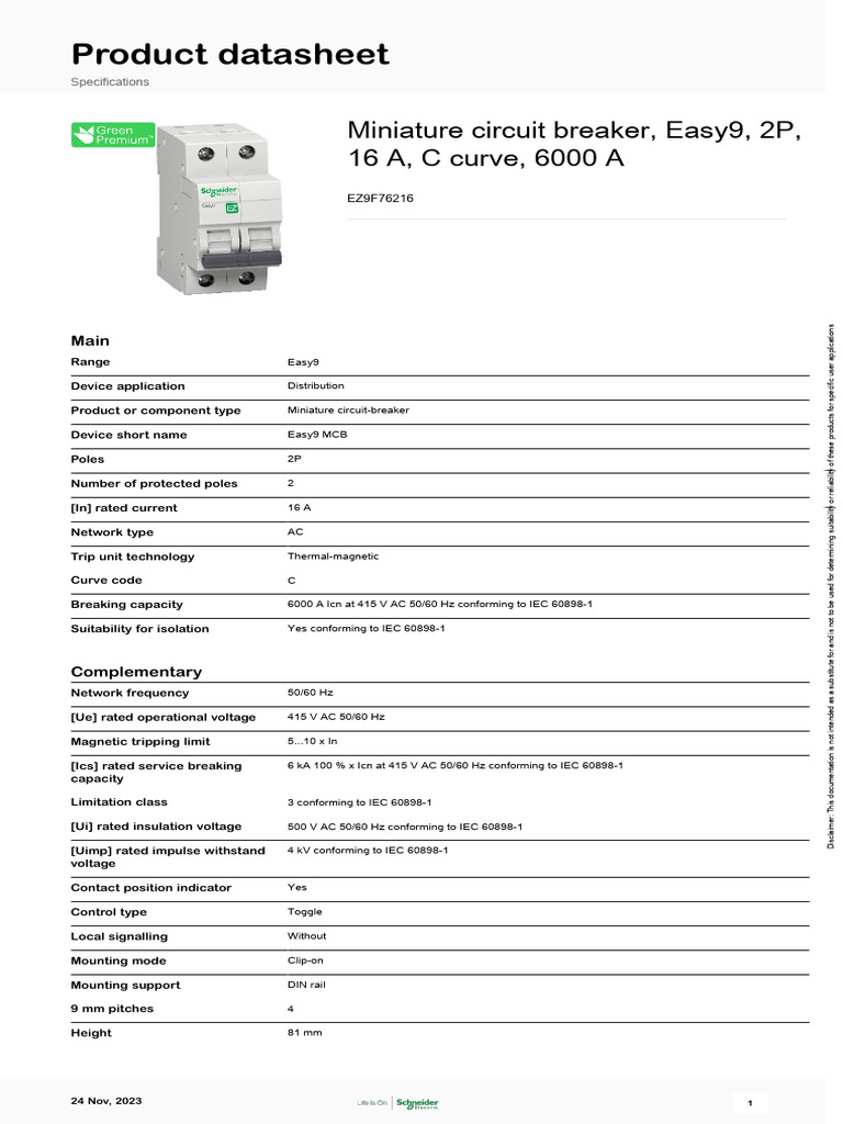Easy9_EZ9F76216 | PDF | Alternating Current | Electrical Engineering