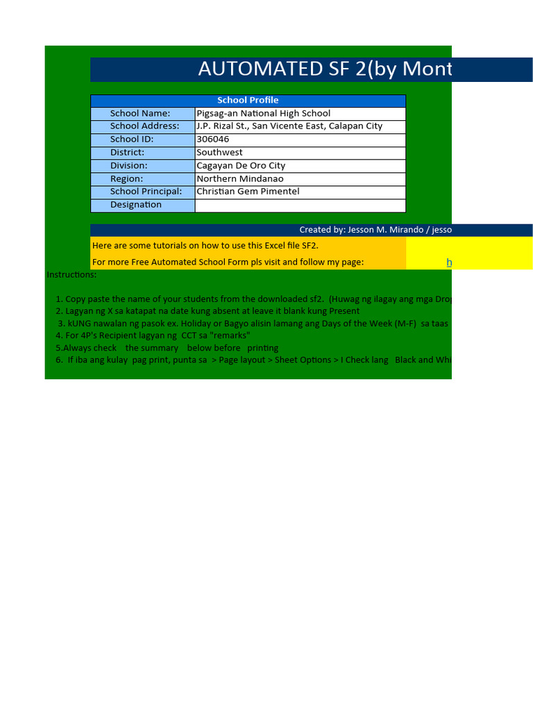 AUTOMATED SF 2 (By Months) S.Y. 2024-2025 V2: School Profile | PDF | Life Skills