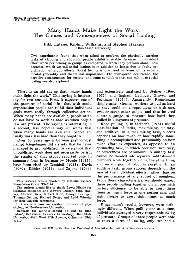 Many Hands Make Light The Work - The Causes and Consequences of Social ...