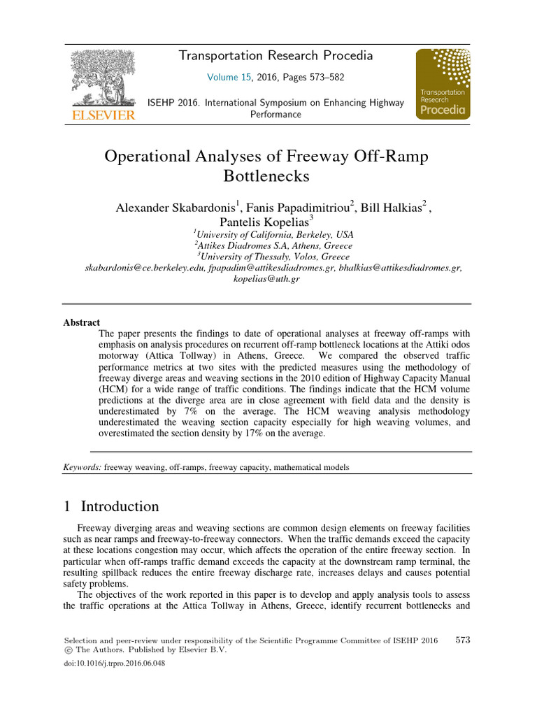 Operational Analyses Of Freeway Off Ramp Bot 2016 Transportation