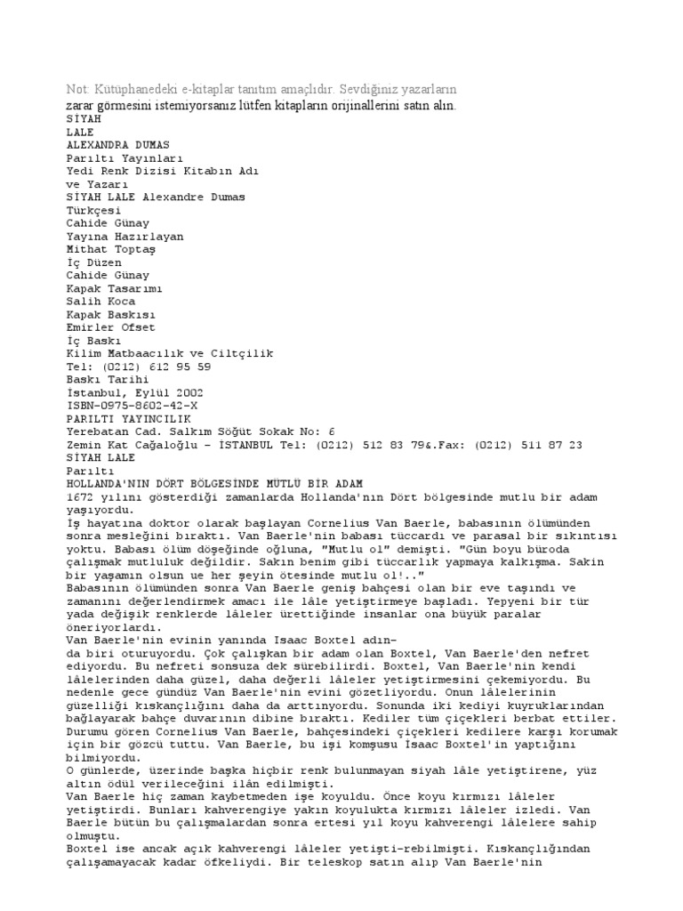 Alexandre Dumas - Siyah Lale | PDF