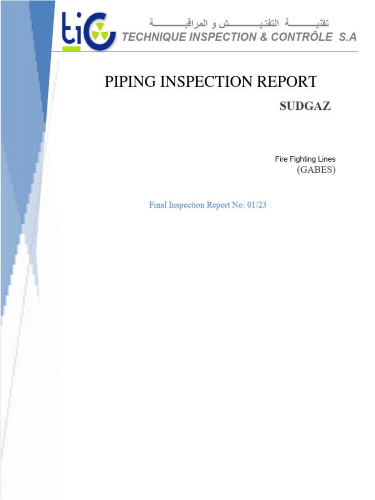 API 570 Inspection Report - Firefighting Lines - Sudgaz - Rev01 | PDF ...