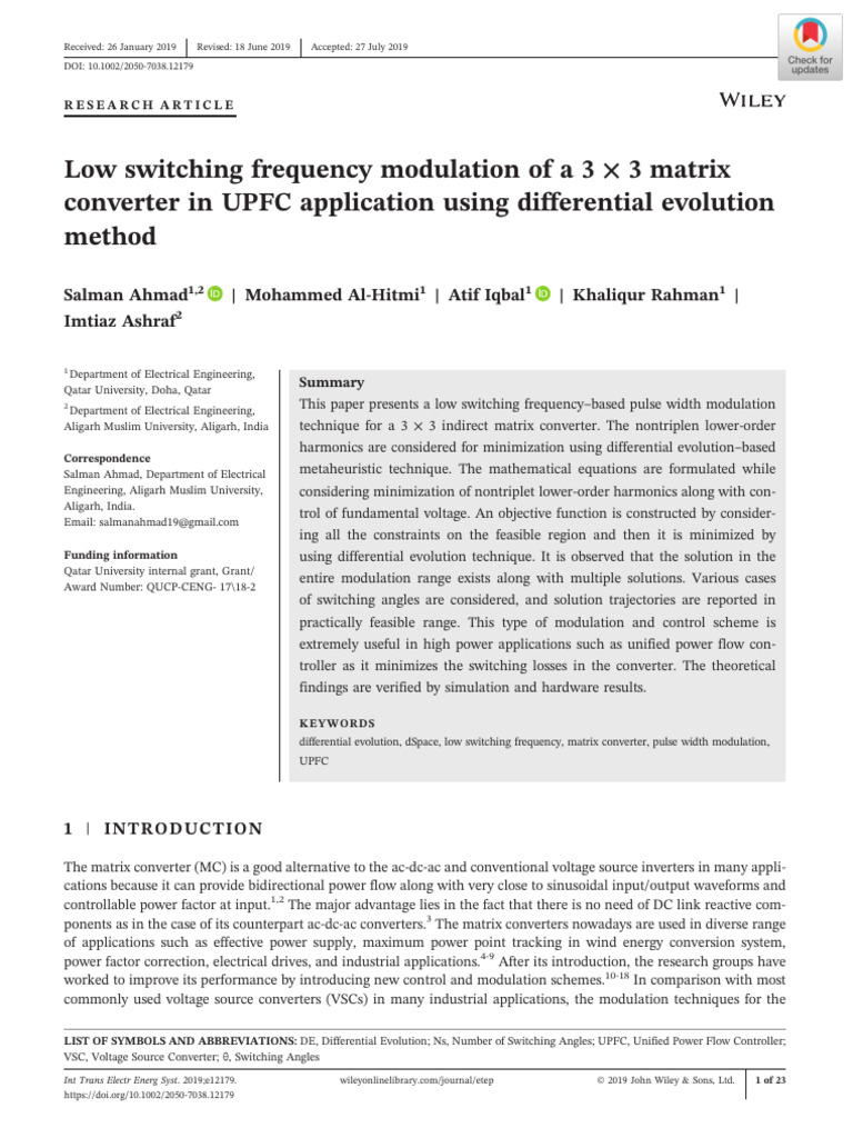 Low Switching Frequency Modulation of A | PDF | Mathematical Optimization | Power Inverter