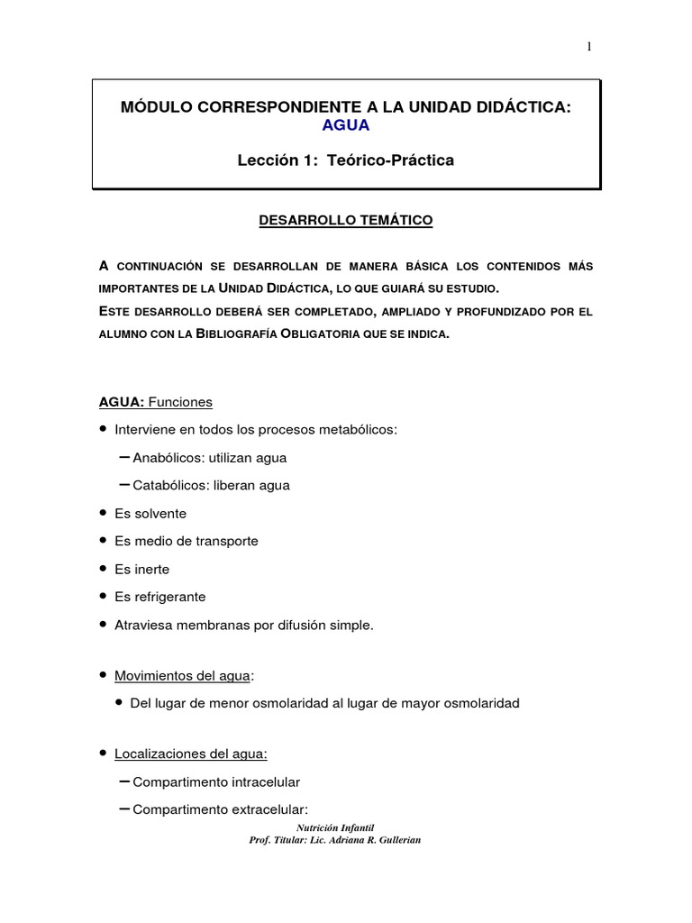 Ud5. 05. Modulo Agua - Leccion 1 | PDF | Agua | Excreción