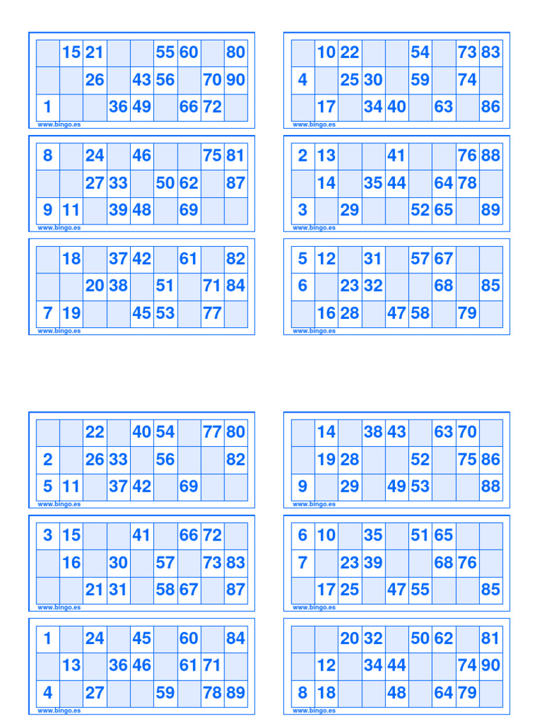 Cartones de Bingo para Imprimir | PDF