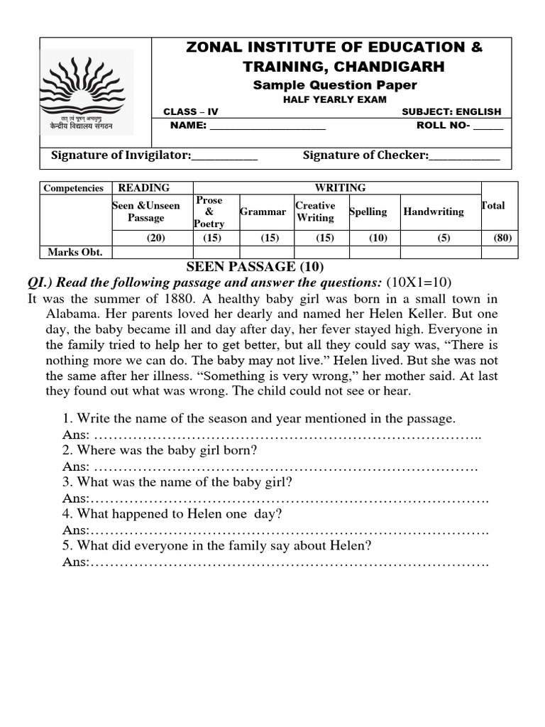 Class Iv Sample Papers Term I | PDF | Litre