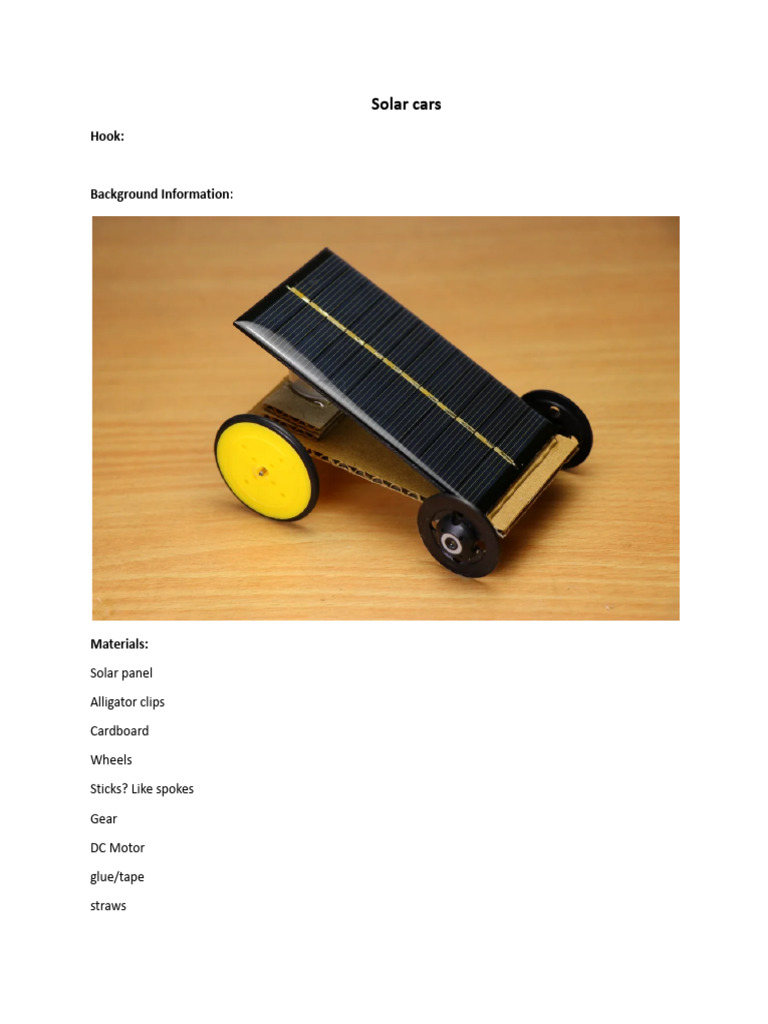 Build a Solar-Powered Car Workshop | PDF