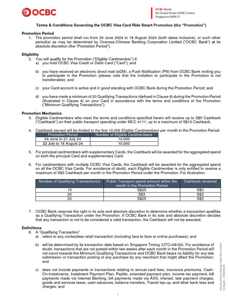 OCBC Visa Cards Ride Smart Promotion | PDF | Credit Card | Payments