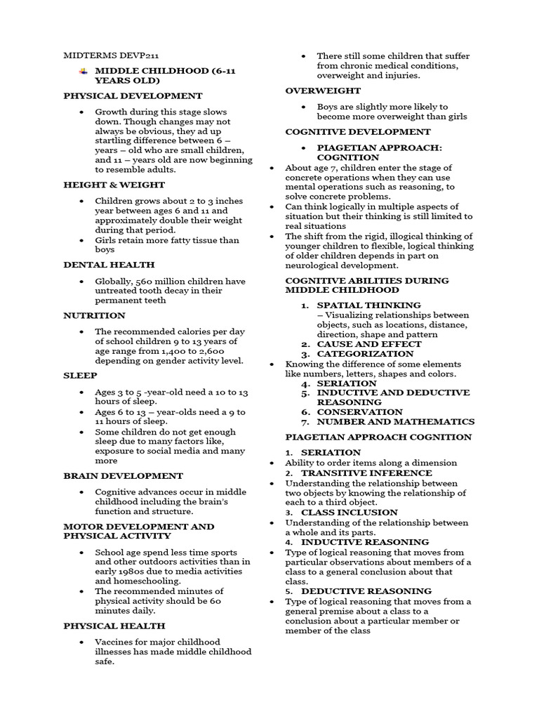 Middle Childhood Development Overview | PDF | Puberty | Adolescence