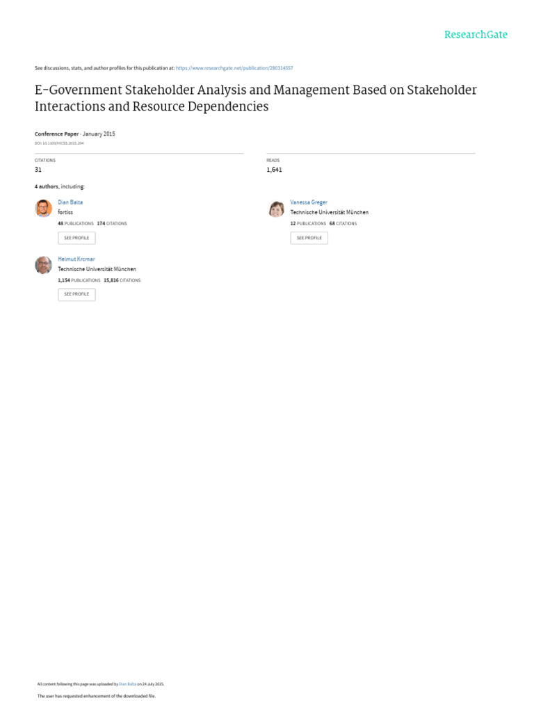 E-Government Stakeholder Analysis and Management Based On Stakeholder Interactions and Resource ...