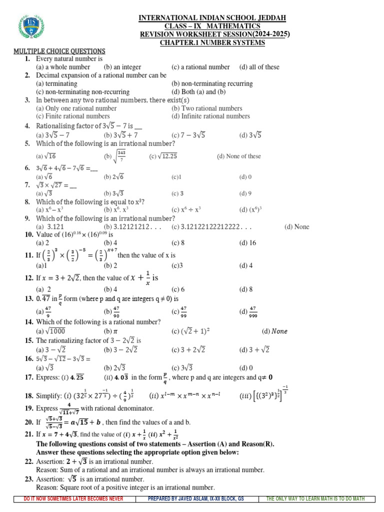 IX REVISION FOR PT-1 | PDF | Numbers | Rational Number