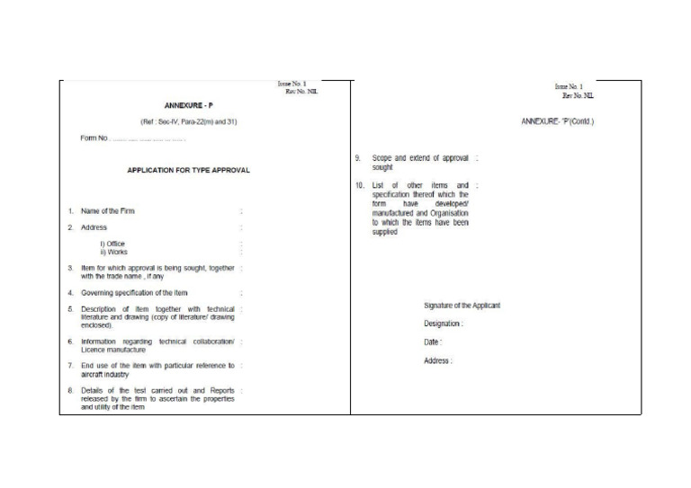 Application For Type Approval | PDF