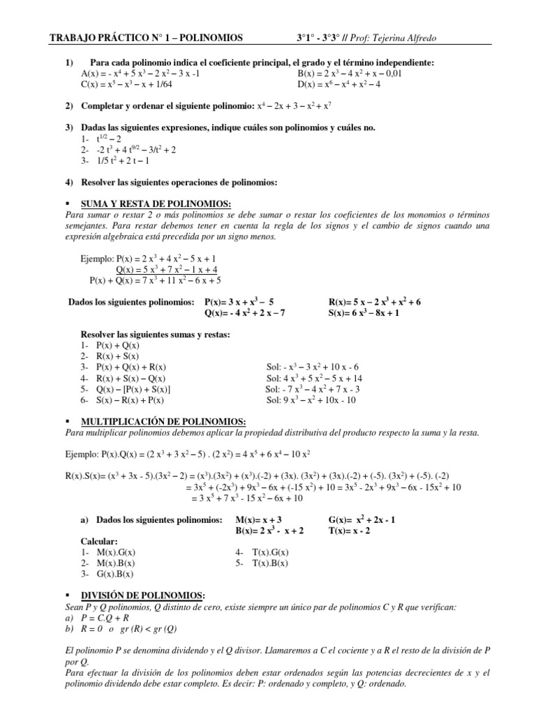 tp-polinomios | PDF | Álgebra abstracta | Matemática Elemental