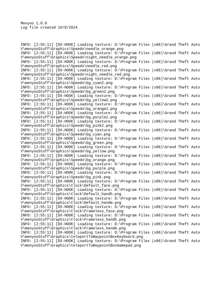 Menyoo Log | PDF | X86 Architecture