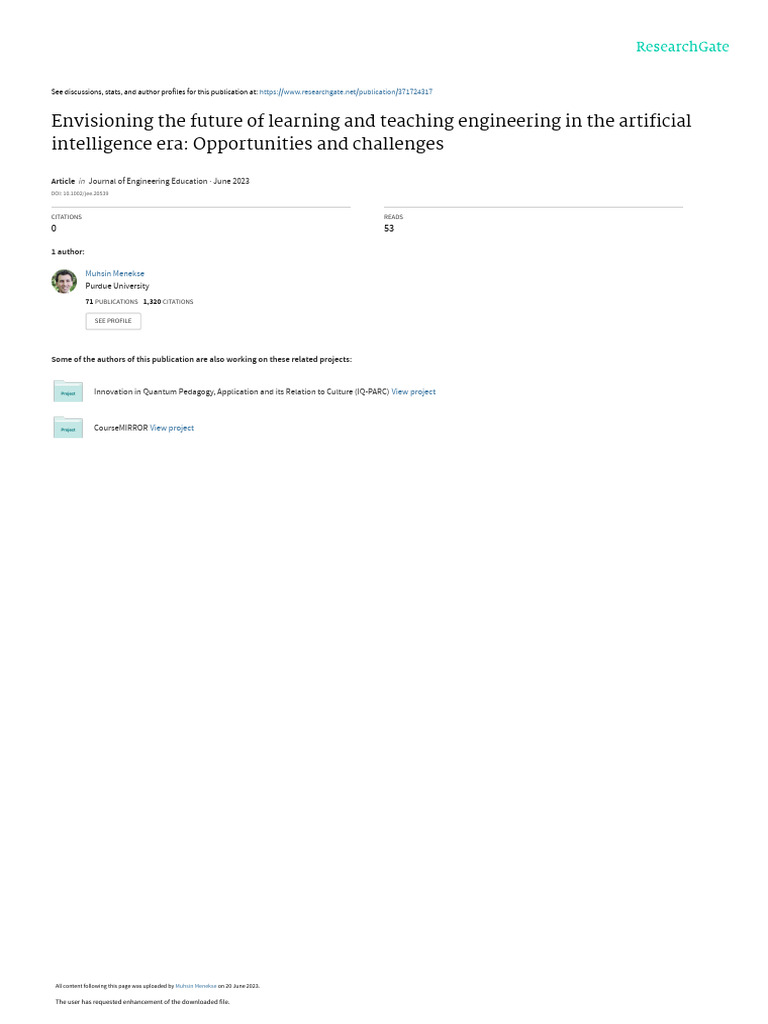 Envisioning The Future of Learning and Teaching Engineering in The ...