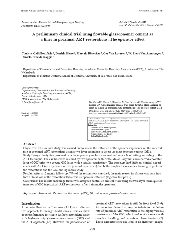 A Preliminary Clinical Trial Using Flowable Glass-Ionomer Cement As A ...