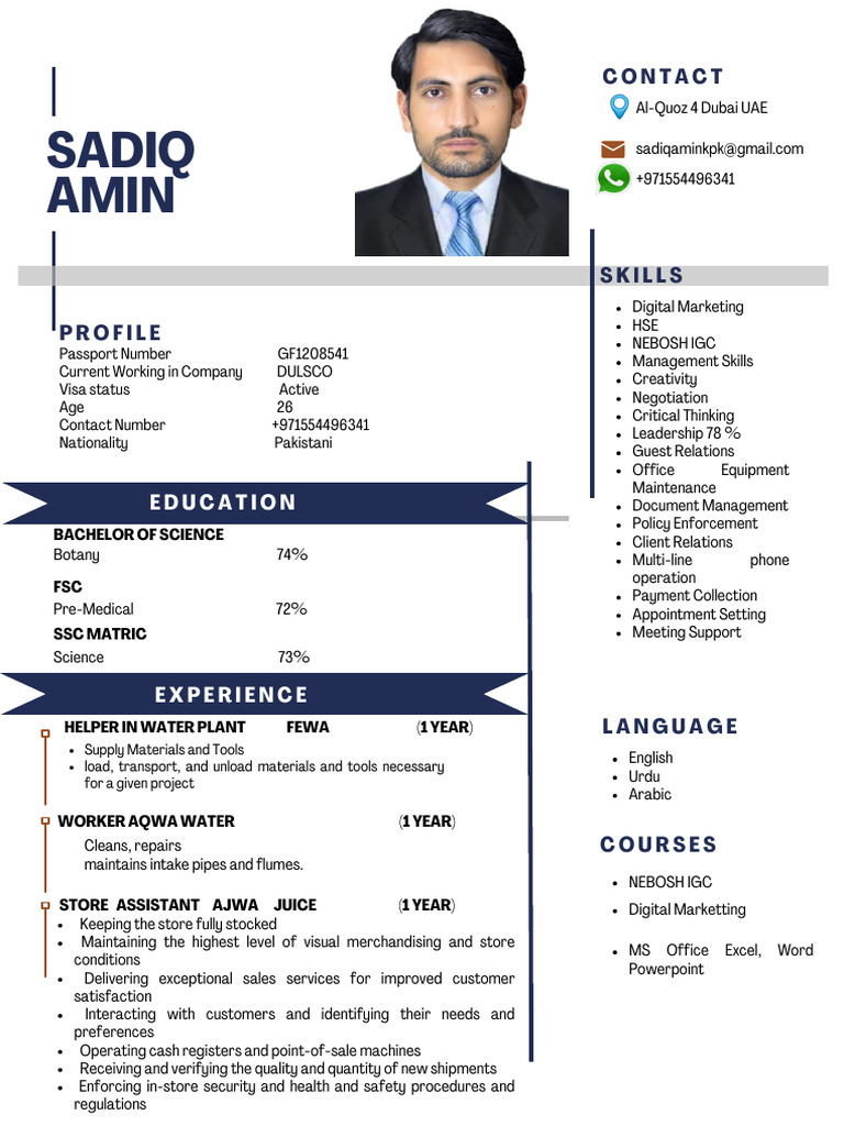 CV Sadiq Amin | PDF | Business