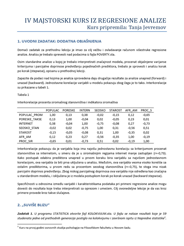 04 Majstorski Kurs Iz Regresione Analize | PDF