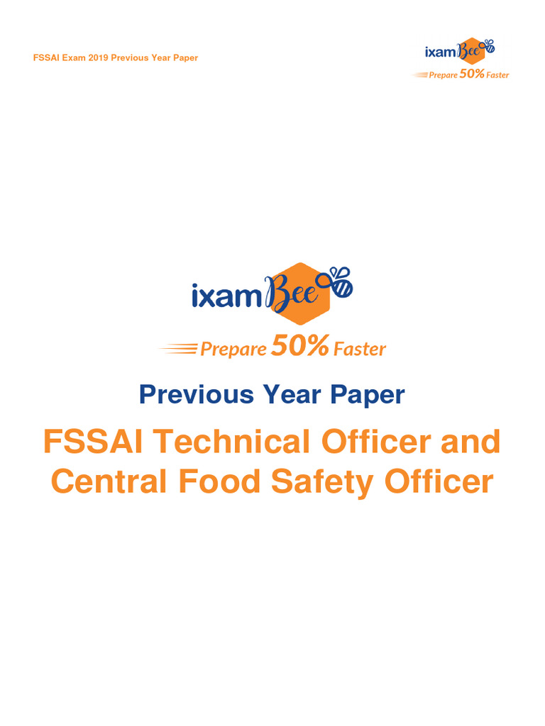 FSSAI Technical Officer 2019 | PDF | Foods | Food Safety