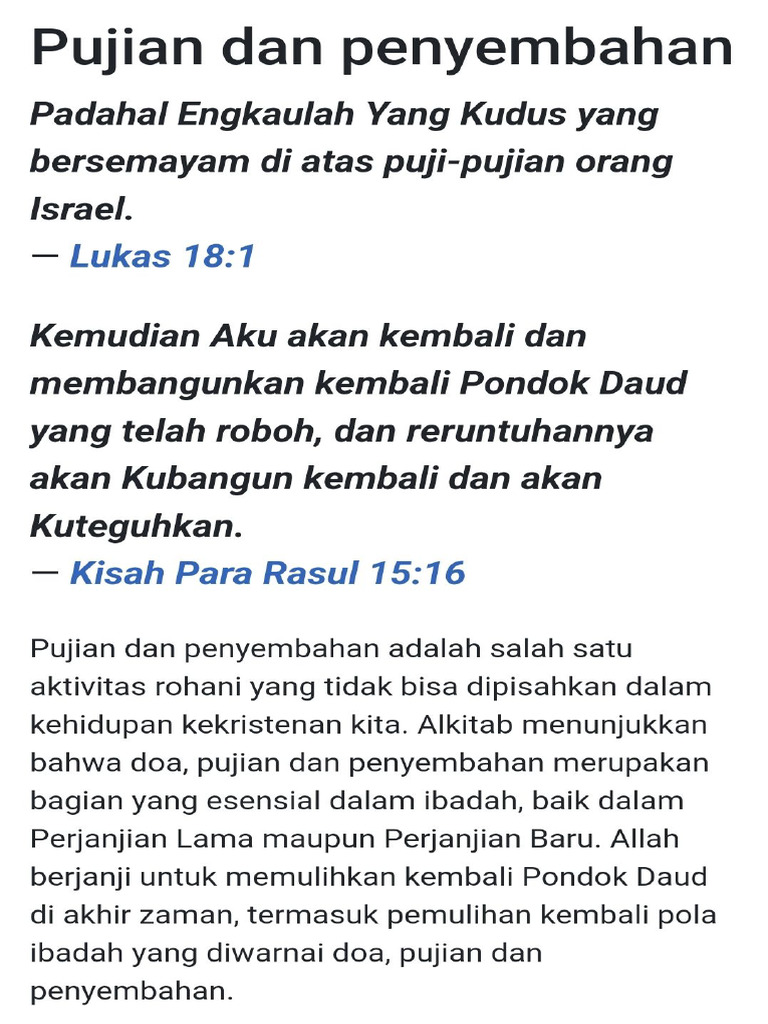 Pujian Dan Penyembahan | PDF
