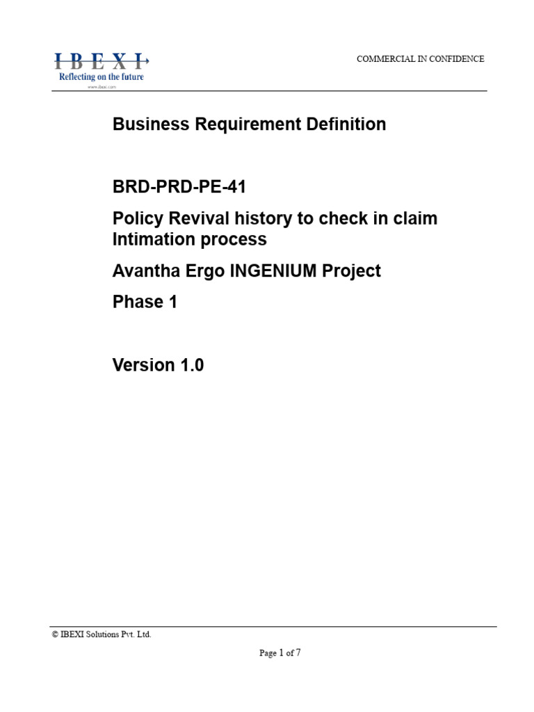 BRD-PRD-PE-41 Revival History Check Claim Intimation Process | PDF ...
