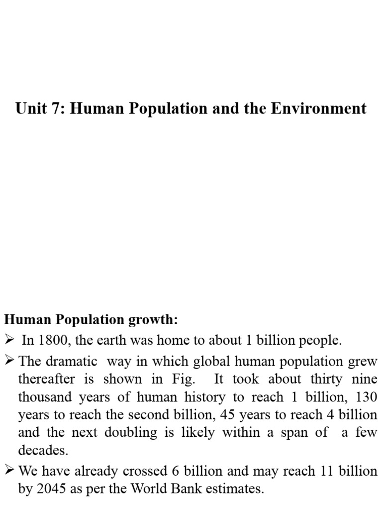 Unit 7 Human Population and the Environment | PDF | Carbon Footprint ...
