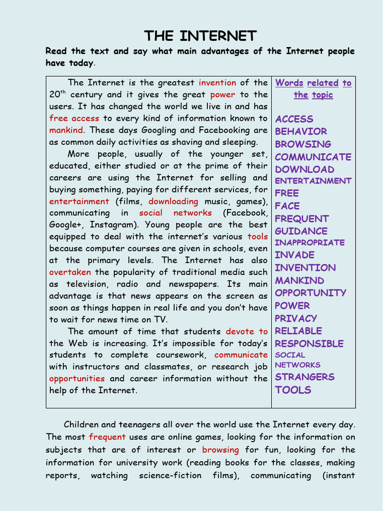 03.11.2022 - Mass - Media-The Internet - Reading Comprehension | PDF ...