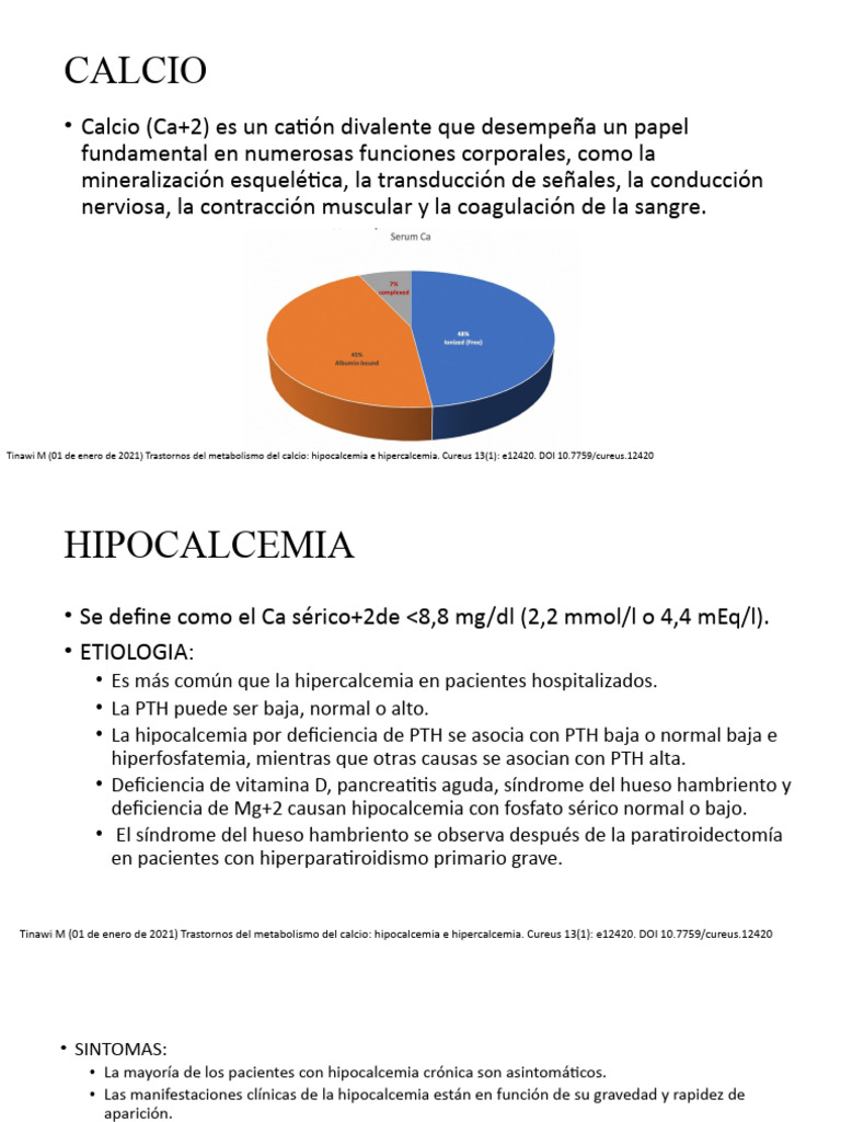 Hipocalcemia | PDF | Magnesio | Especialidades Medicas