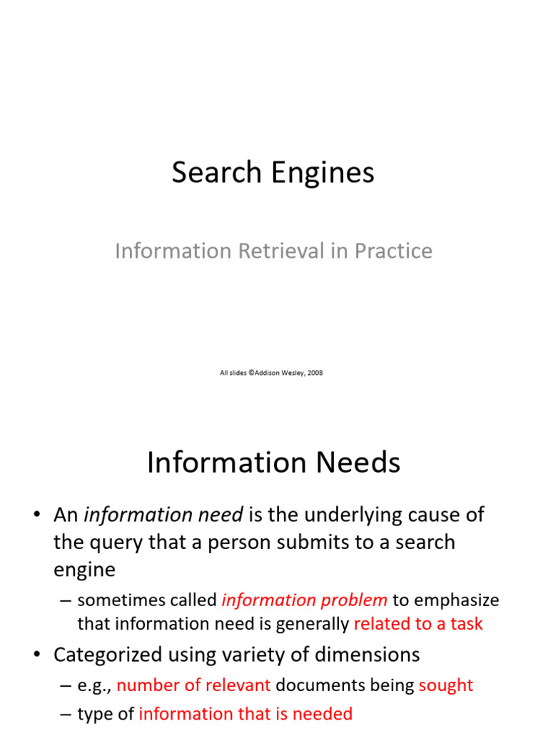 Chap - Week8 - Queries and Information Needs | PDF | Information Retrieval | Computing