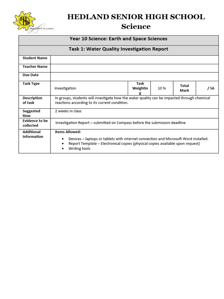 Year 10 Water Quality Report | PDF | Sustainability | Experiment