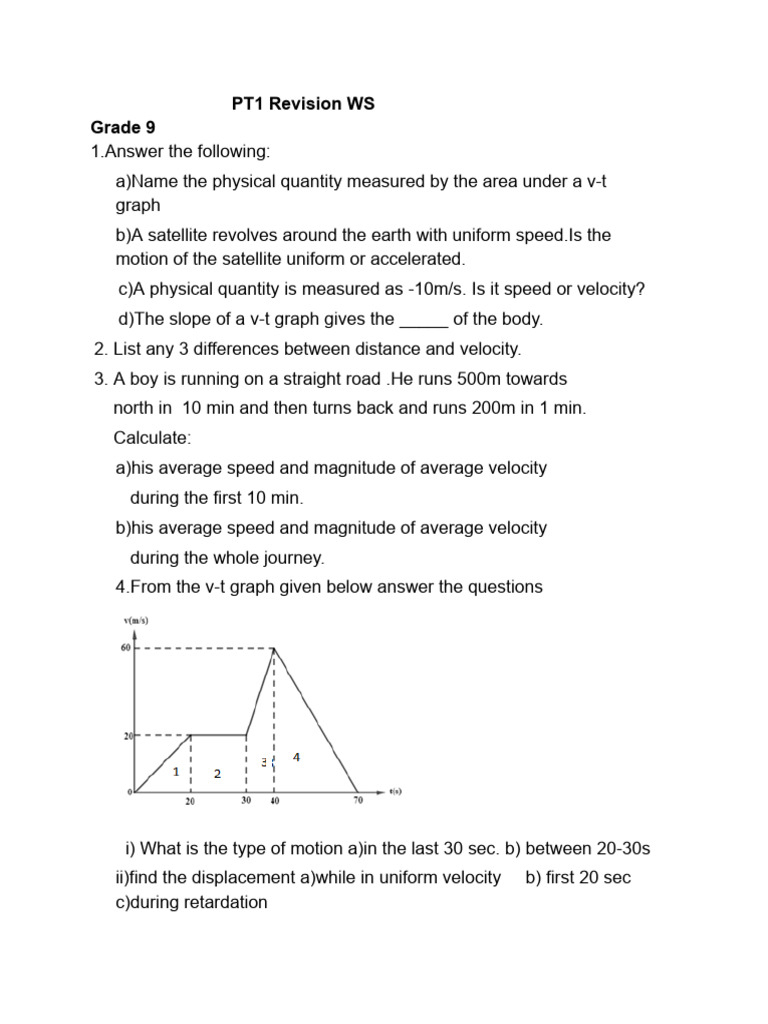 Grade 9 Physics: Motion and Graphs Worksheet | PDF