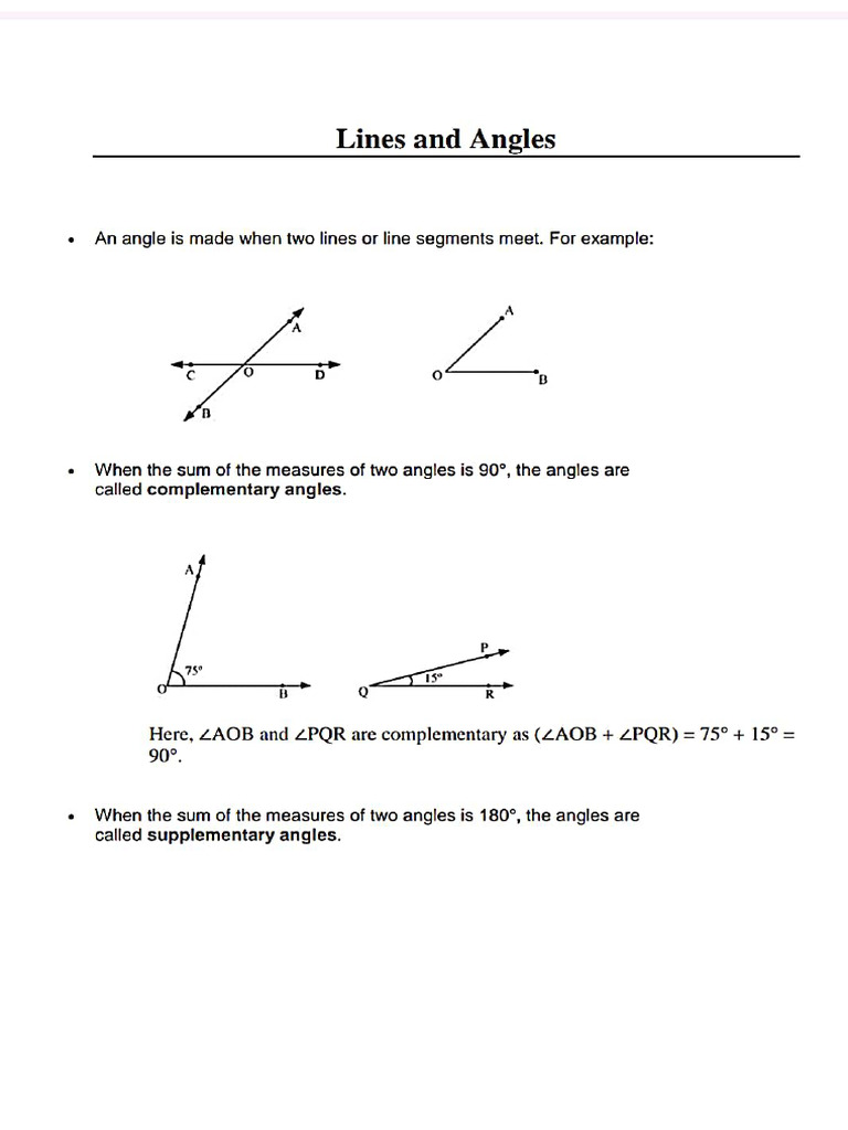 Lines and Angles WS Grade | PDF