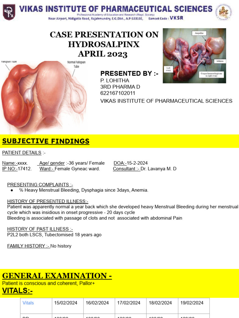 Case Presentation On Hydrosalpinx | PDF | Clinical Medicine | Medical ...