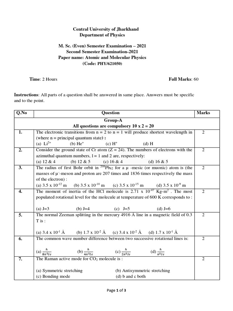Cuj Atomic | PDF | Energy Level | Molecules