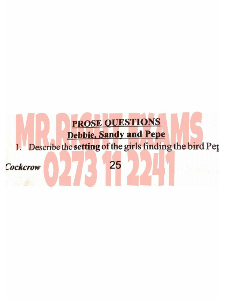 CockCrow Questions & Answers BECE | PDF