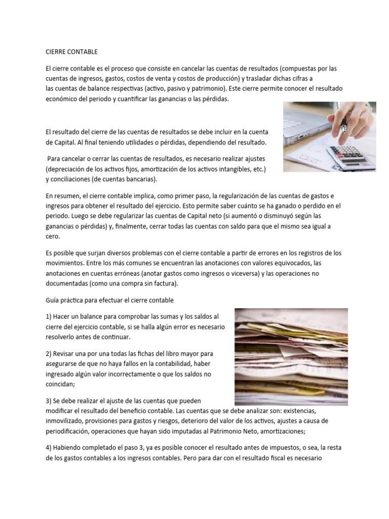 Guía Práctica de Cierre Contable | PDF | Contabilidad | Servicios ...
