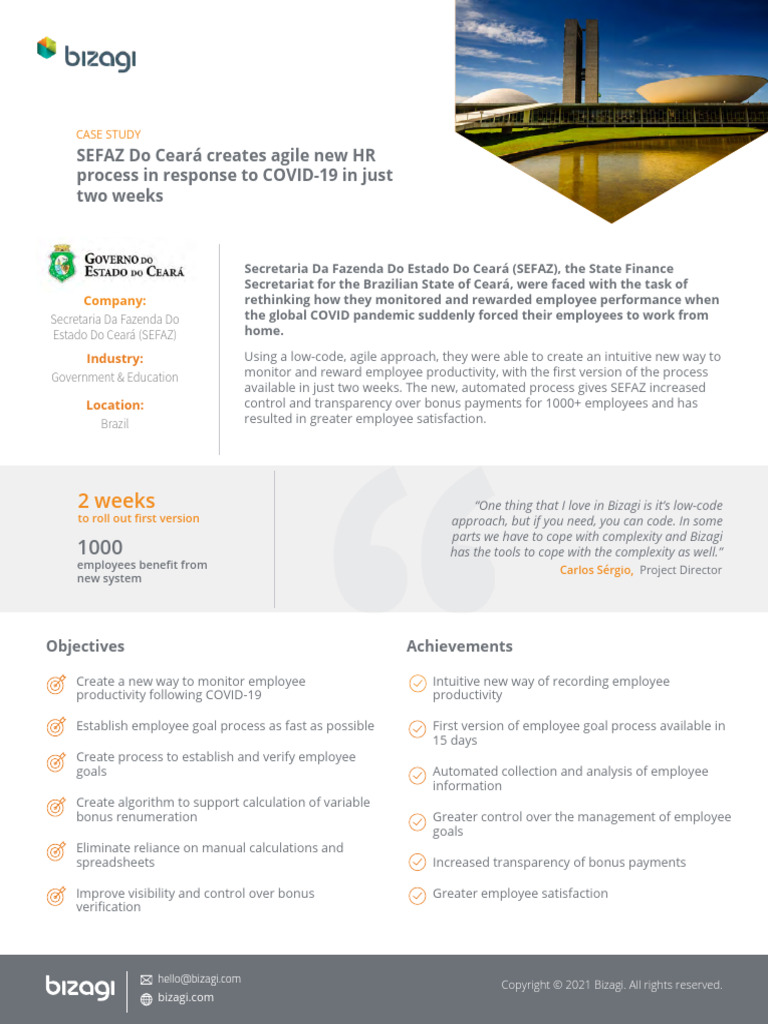 Bizagi Case Study SEFAZ HR Process | PDF | Business | Computing